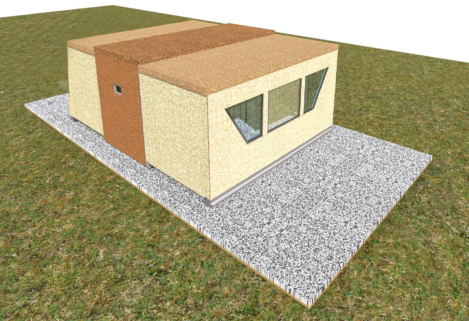 Cube dwelling concept with mixed structure, timber-steel, fully ...